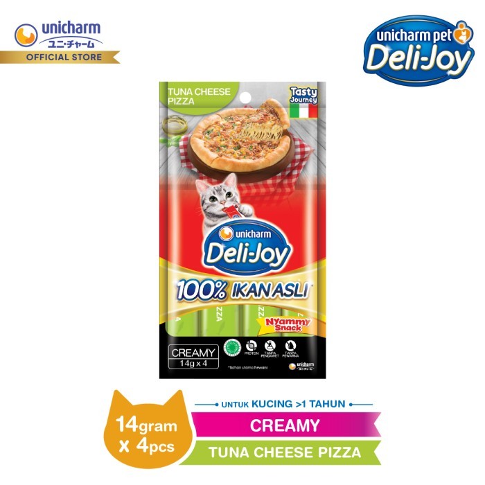 Jual Deli-Joy Snack Kucing Basah 14g - Creamy Rasa Tuna Cheese Pizza ...