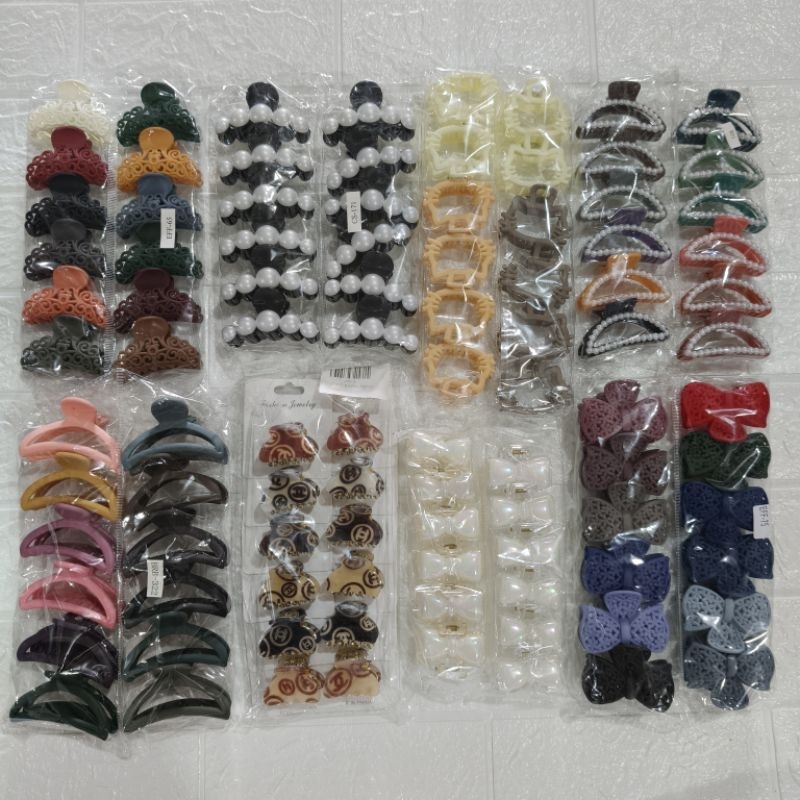 Jual jepit rambut / jepitan rambut salon aneka motif dan warna isi 12 ...