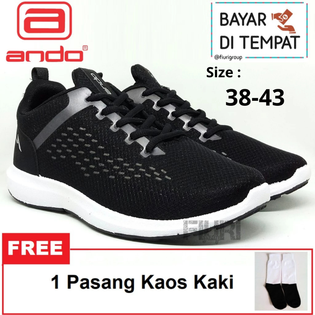 Jual FIURI - ANDO ORIGINAL - FUGO 38-43 HITAM PUTIH FULL HITAM - SNEAKERS SPORT KANVAS SOL KARET ...