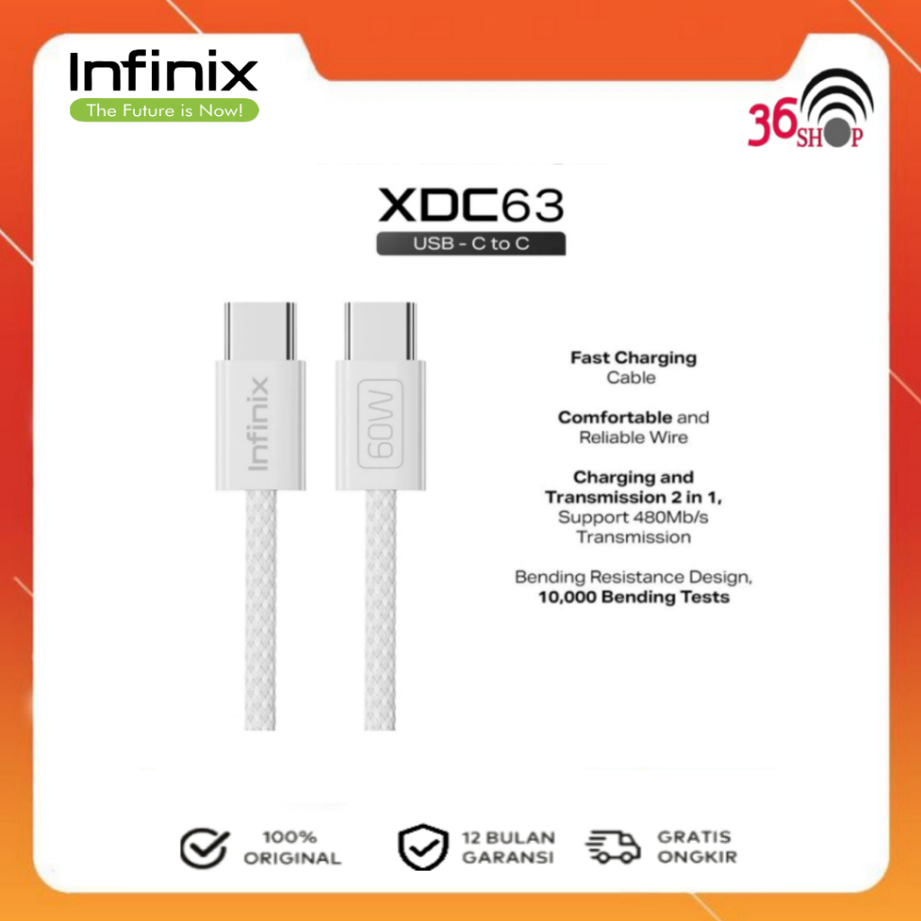Jual Infinix Cable XDC63 - Type-C to C 1M - 60W Braided Charging Cable ...