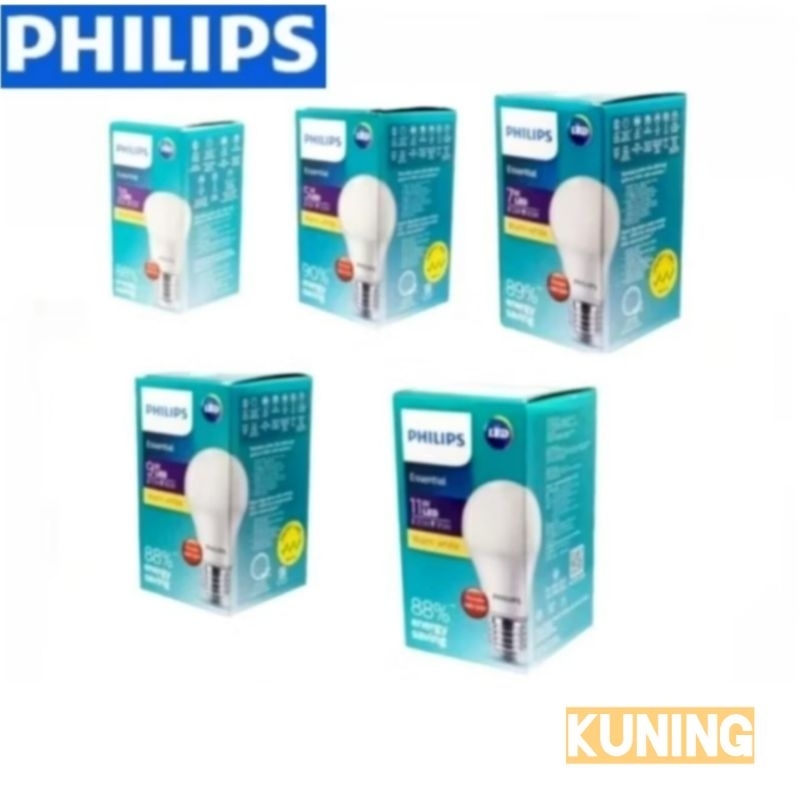 Jual Lampu Philips Essential Led Bulb Warm White Kuning 3000K | Shopee Indonesia