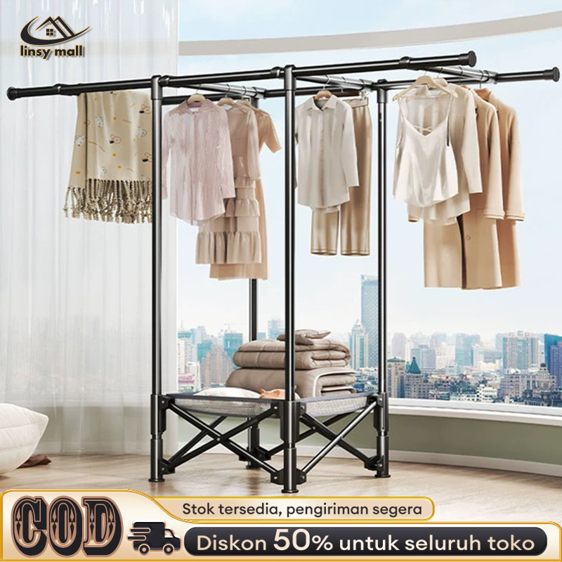 Jual Rak Jemuran Lipat Pakaian Portable Rak Gantungan Baju Serbaguna ...