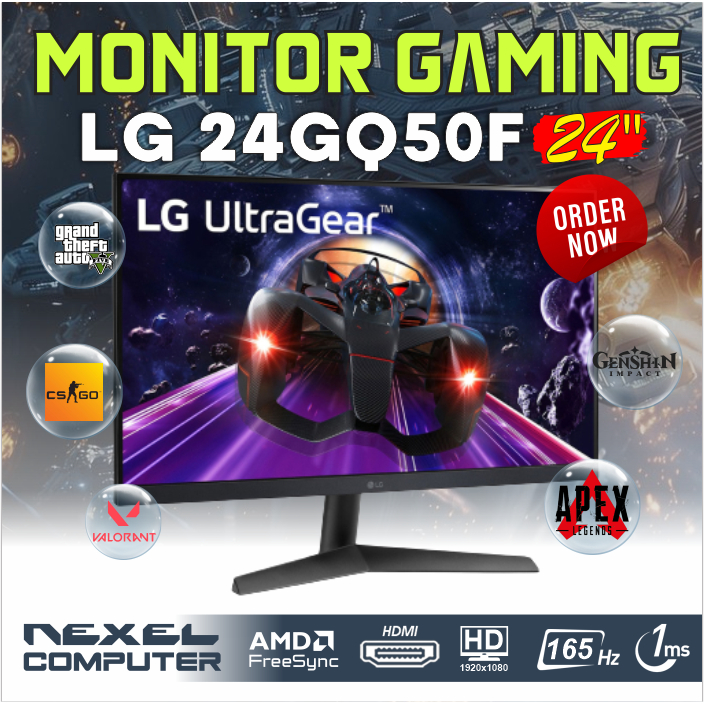 Jual Monitor Gaming LG 24GQ50F-B UltraGear FHD | 1ms 165hz AMD Freesync | Shopee Indonesia