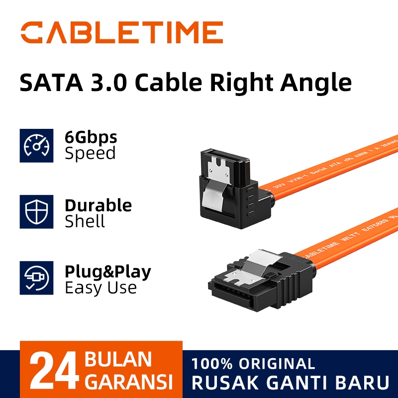 Jual CABLETIME Kabel Data Sata 3.0 Harddisk HDD SSD 6 Gbps Male to Male ...