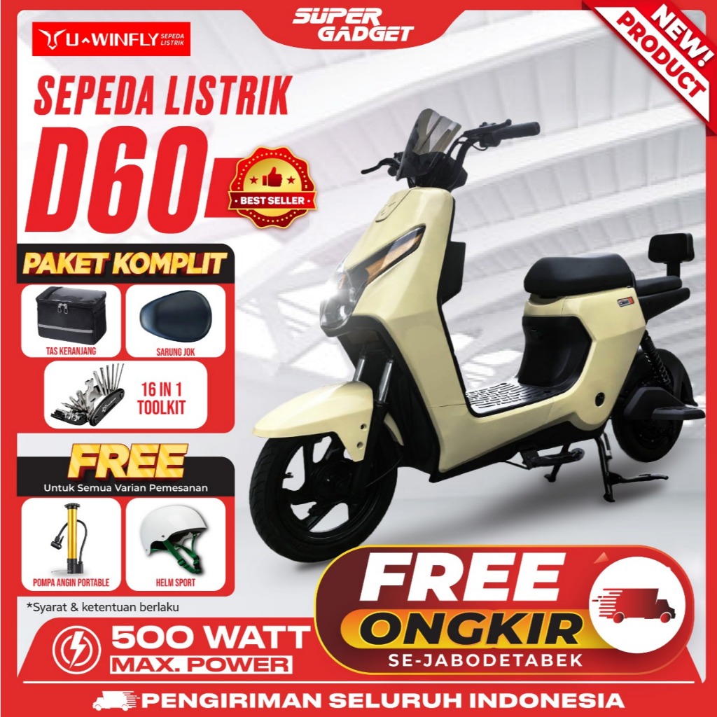 Jual UWINFLY D60 Sepeda Listrik 48V 12Ah Garansi Resmi | Shopee Indonesia