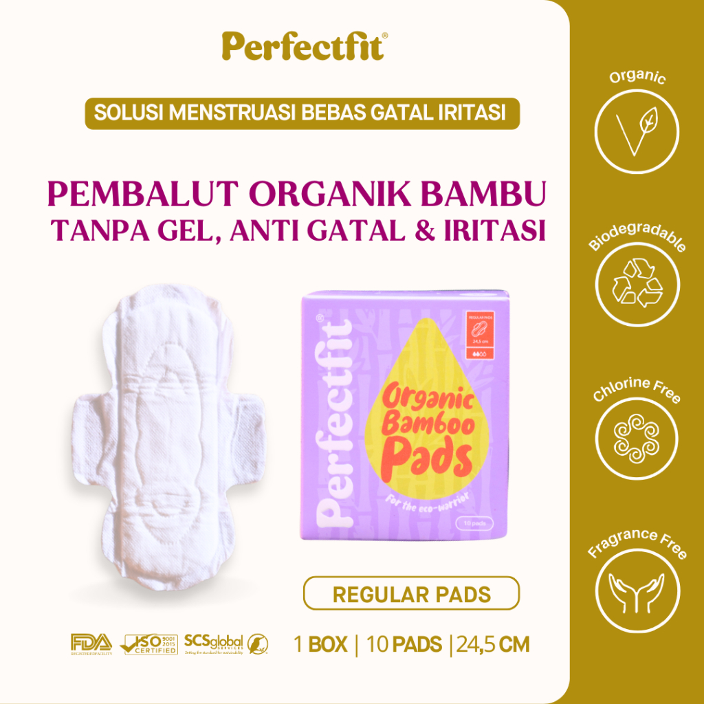 Jual Perfectfit Organic Bamboo Pads Regular 24,5 cm - Pembalut Organik ...