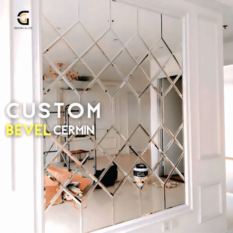 Jual [CUSTOM] Dekorasi Cermin Dinding Kaca Bevel /Hiasan dinding/Kaca ...