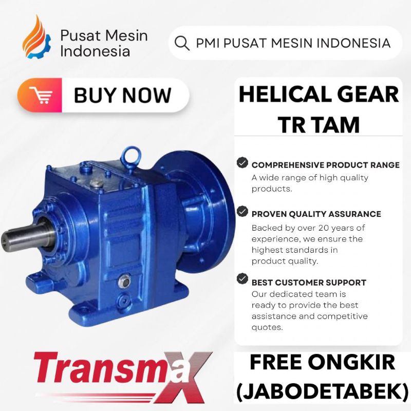 Jual HELICAL GEAR MOTOR TRANSMAX TR 167 TAM 250 R.27.96/ 55 KW/ 75 HP ...