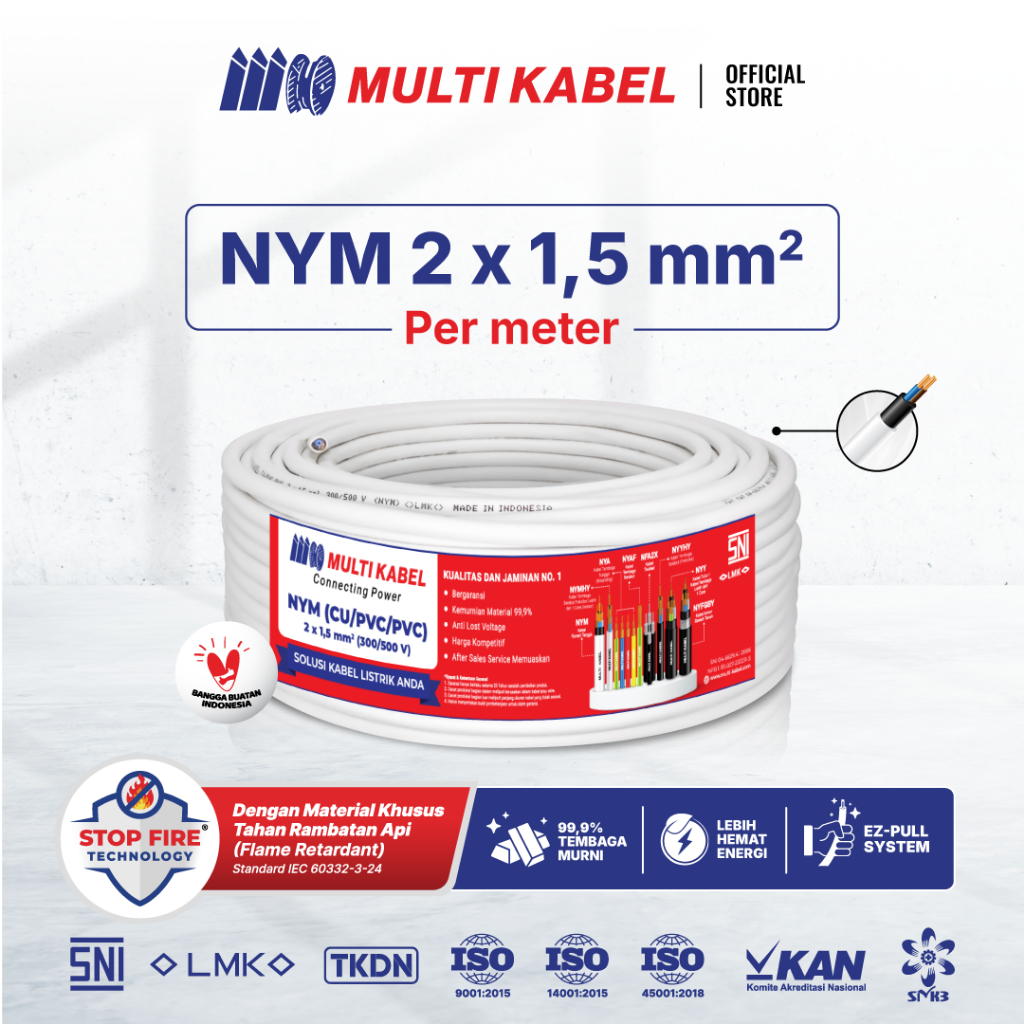 Jual MULTI KABEL-Kabel Listrik NYM 2x1.5 mm² - Kabel Tembaga Kawat ...