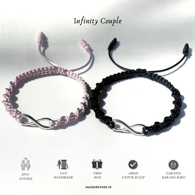Jual (Isi 2 Gelang + Box) Gelang Couple Anyam Infinity | Shopee Indonesia