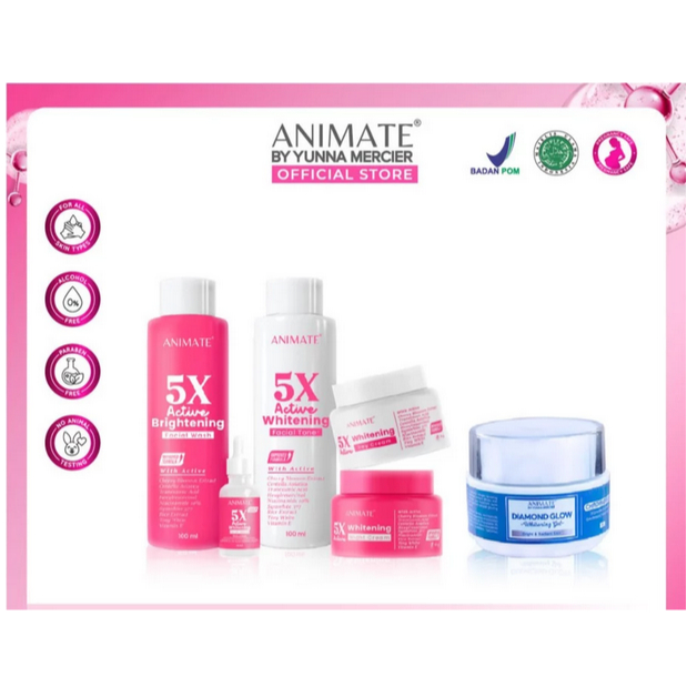 Jual Animate 5x Active Whitening Day Cream 10 gr / Night Cream 10 gr ...