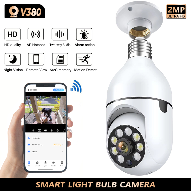 Jual NEW CCTV E27 camera V380 Pro Bohlam CCTV IP Kamera Wifi jarak jauh ...