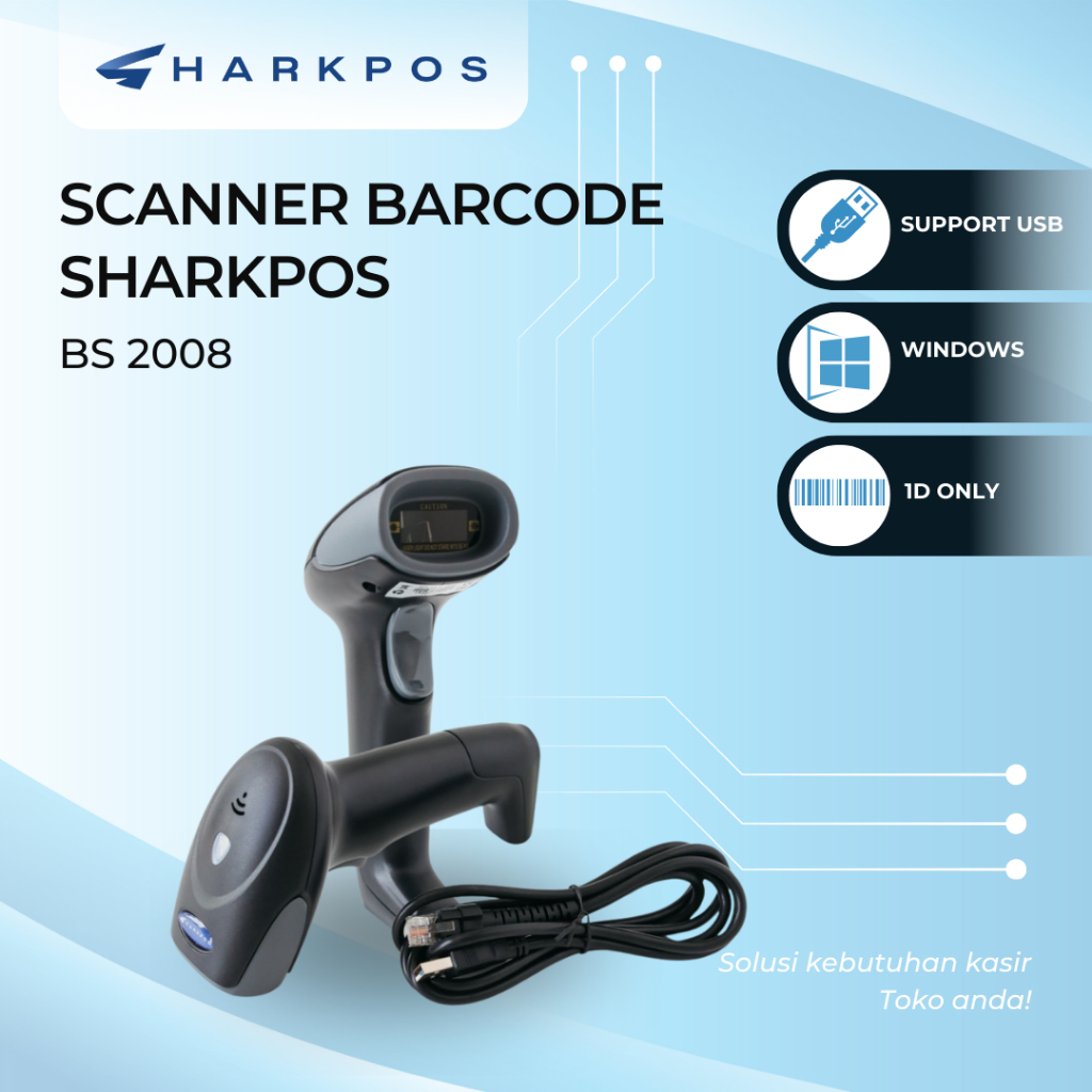 Jual Sharkpos BS 2008 Scanner Barcode Support USB Scan 1D Only Untuk ...