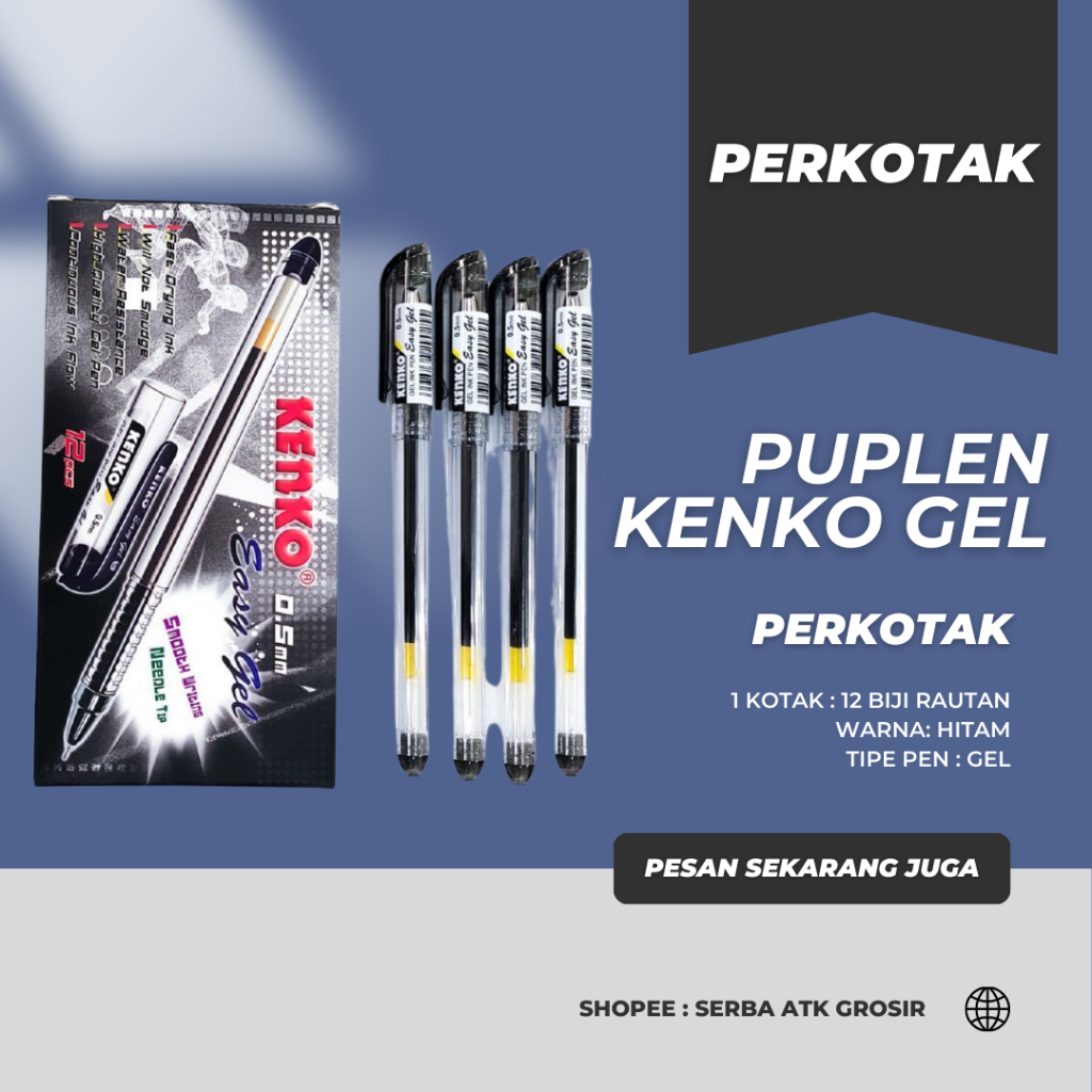 Jual BOLPEN / PENA / PULPEN KENKO EASY GEL 0.5MM (12 PCS) | Shopee ...