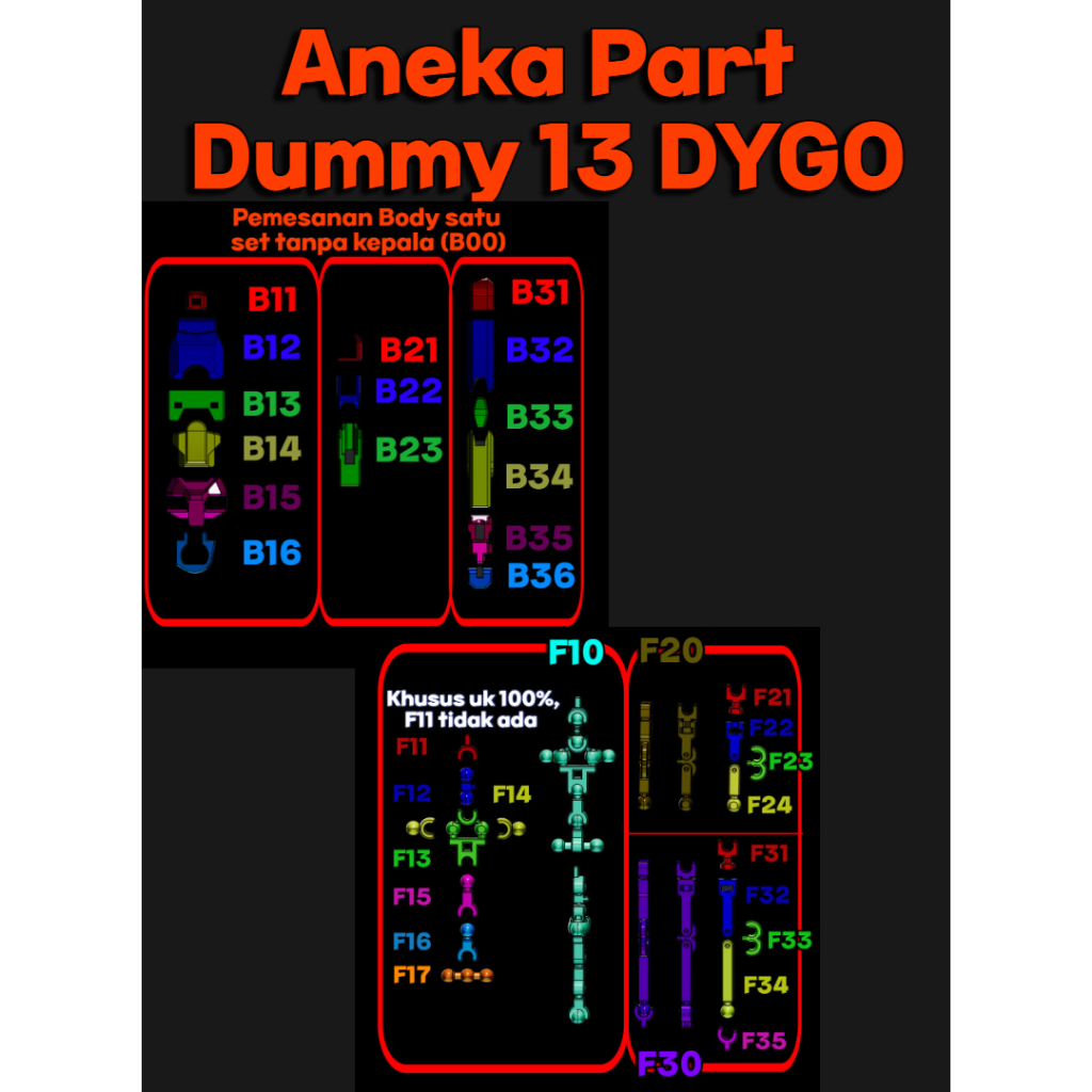 Jual Dummy 13 Dygo / Part Rangka (Frame) dan Part Badan (Body) / Action ...