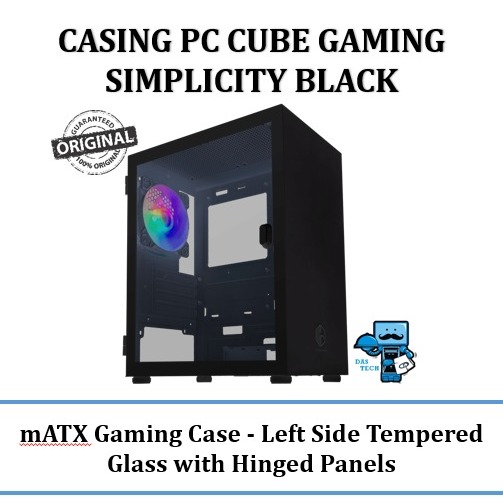 Jual Casing PC CUBE GAMING SIMPLICITY Black M-ATX Tempered Glass with ...