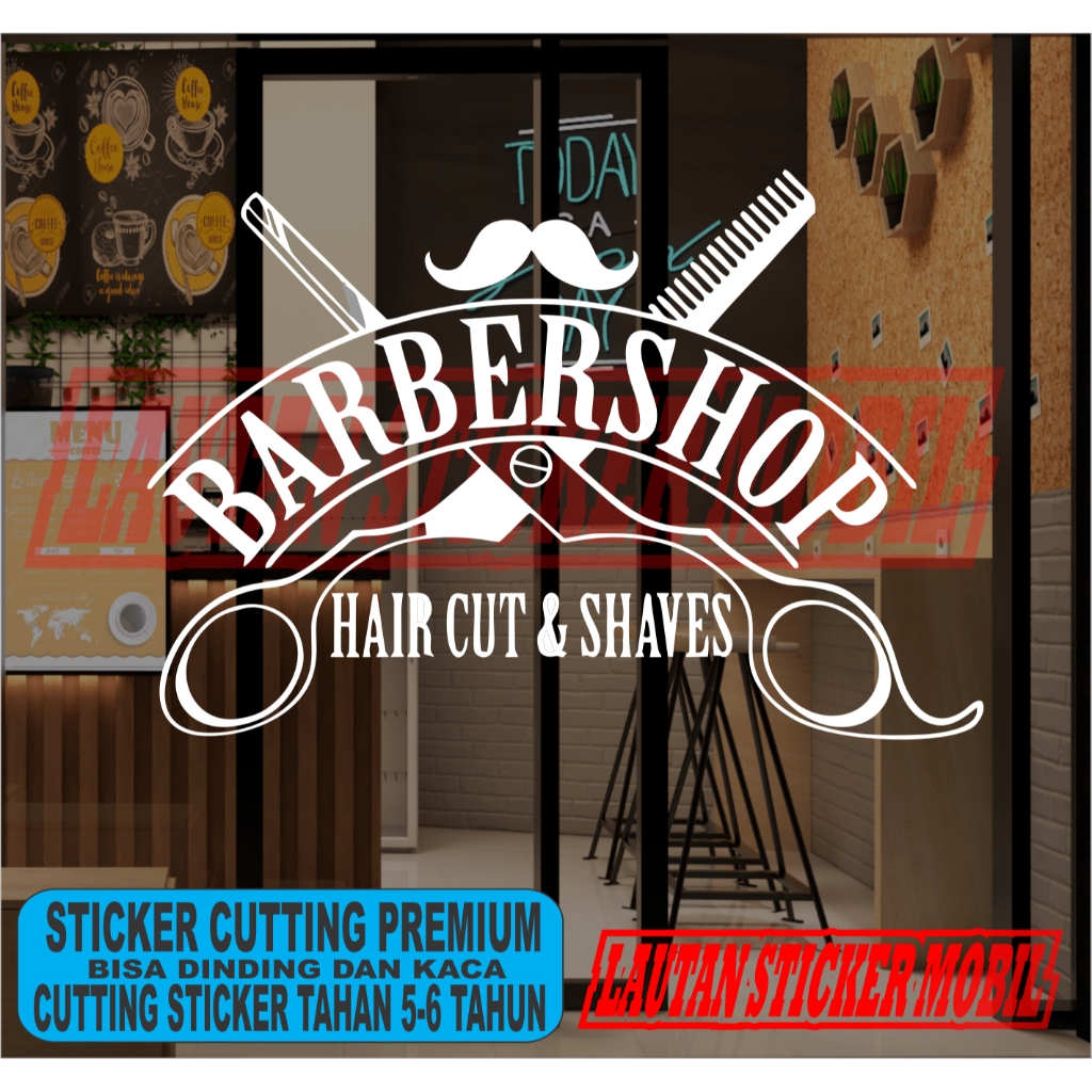 Jual cutting sticker kaca dan dinding barbershop stiker kaca dan ...