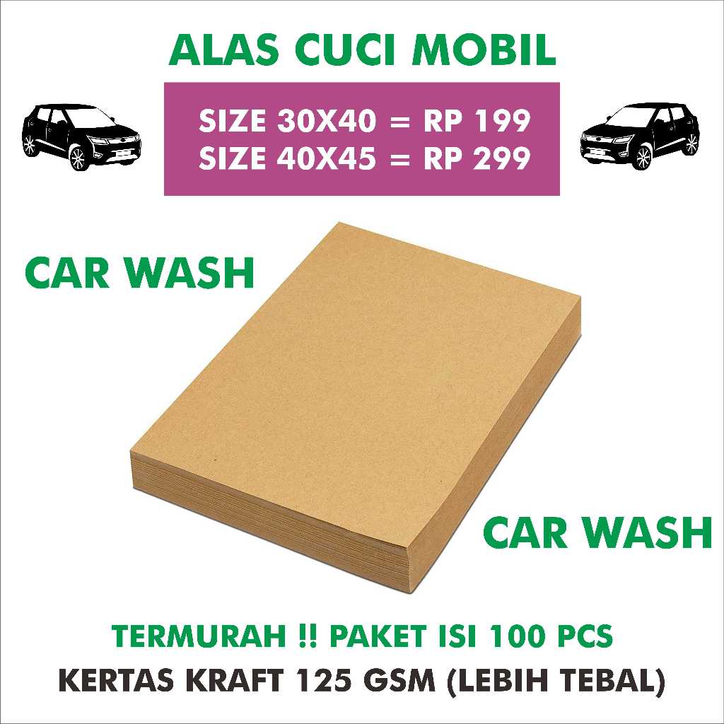 Jual KERTAS ALAS KAKI CUCI MOBIL / CAR WASH KERTAS KRAFT 125 gsm ...