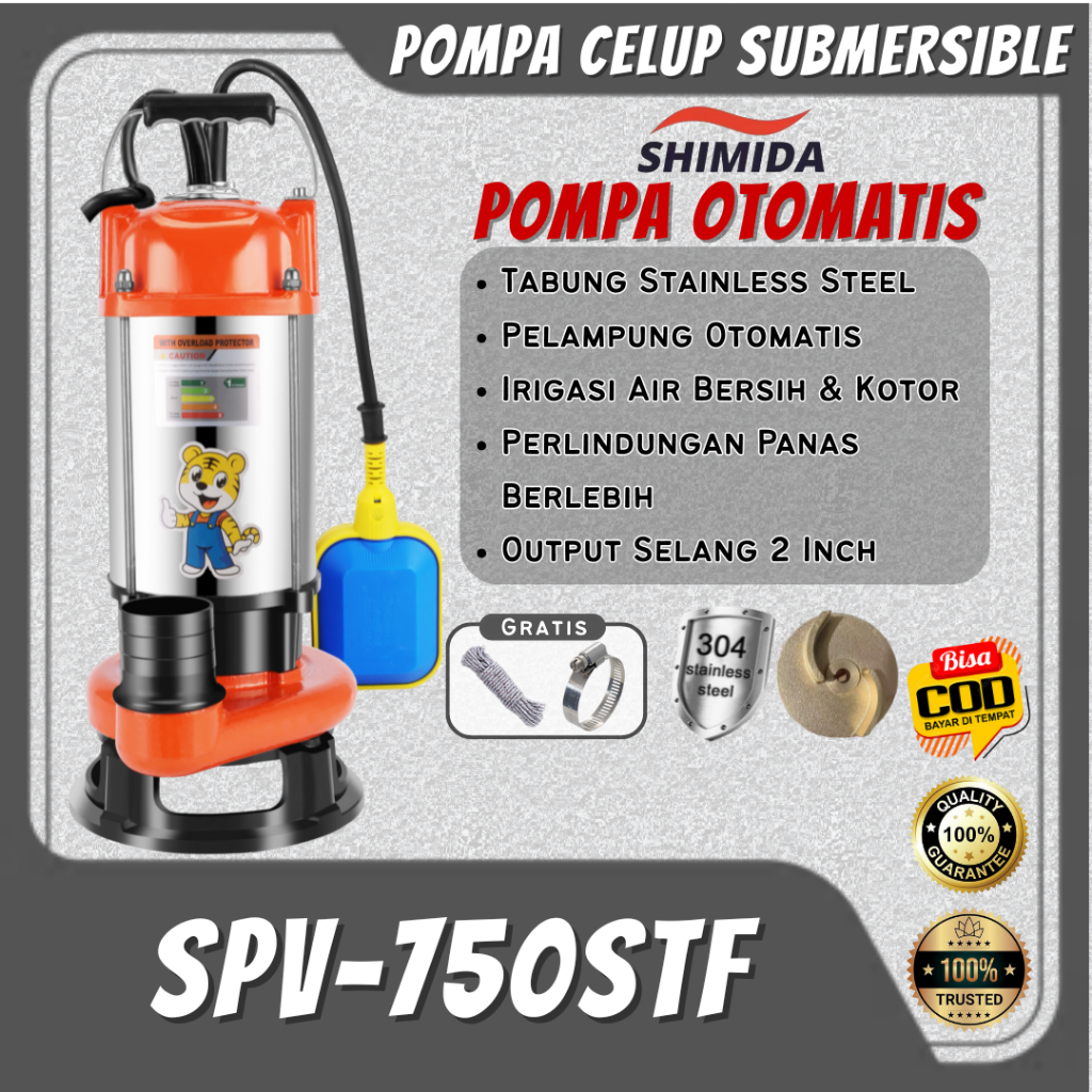 Jual Shimida Pompa Celup Air Kotor Otomatis SPV-750STF Sumbersible Pump ...