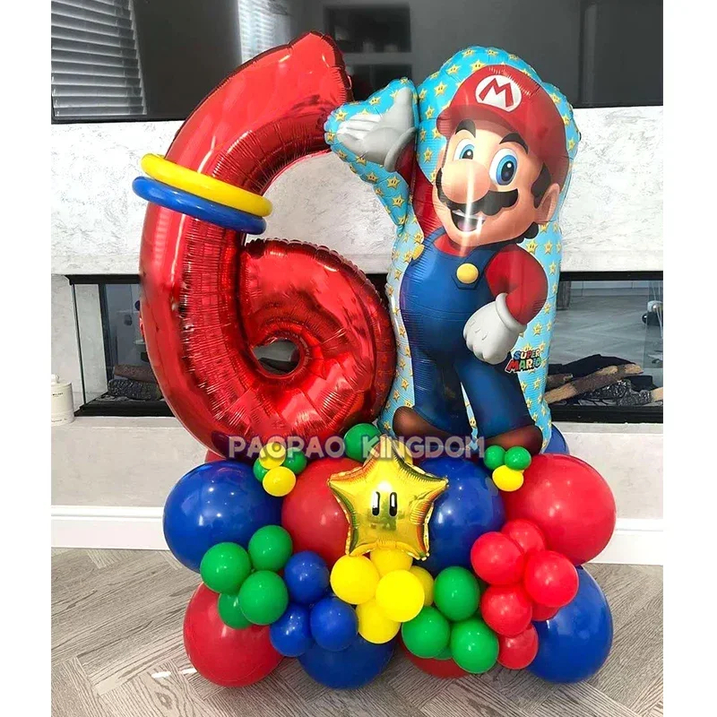 Jual Paket Balon Mario Bros Angka Merah Bintang Dekorasi Stand | Shopee ...