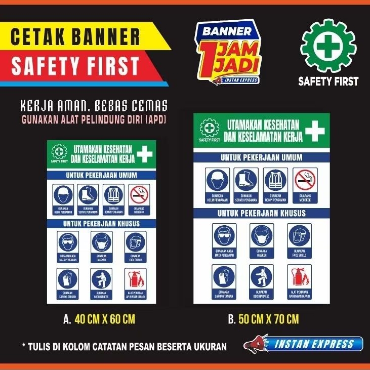 Jual BANNER SPANDUK INFORMASI SAFETY K 3 PEKERJA CETAK INSTANT PAPAN ...