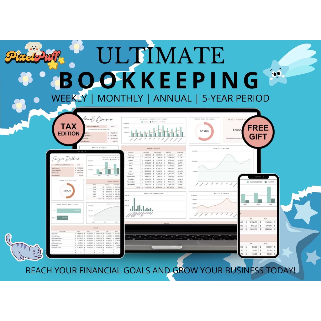 Jual Ultimate Bookkeeping Spreadsheet Template Google Sheets ...