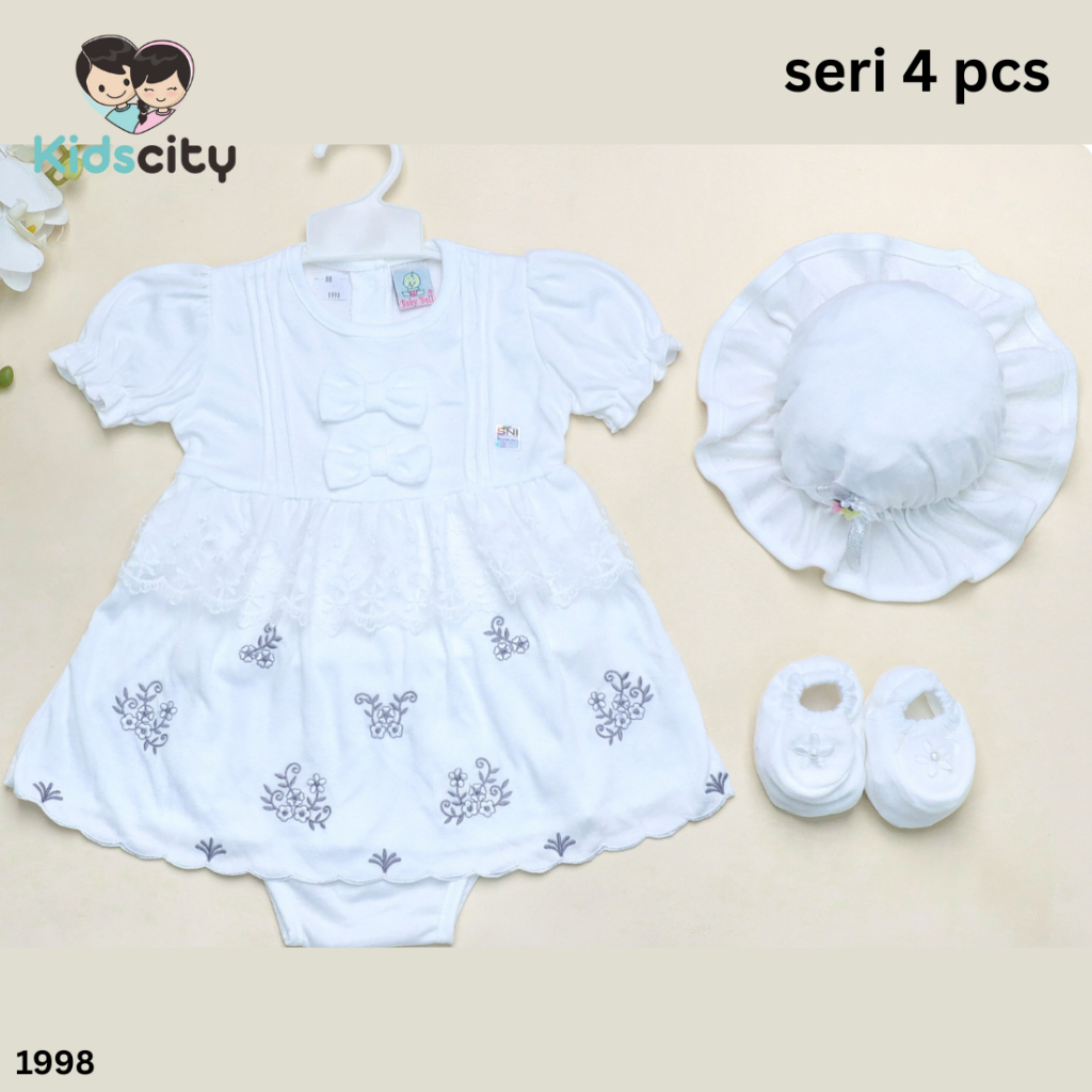 Jual Set Dress Putih Baby Perempuan Usia 6-12 Bulan | Shopee Indonesia
