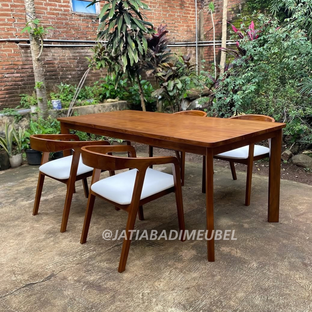 Jual Set Meja Makan Kayu Jati Minimalis, Dining Set Kursi Makan Retro Minimalis Kayu Jati ...