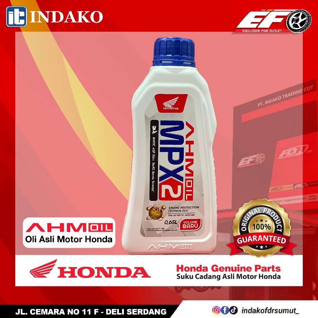 Jual Oli Motor AHM Oil MPX2 0.65 L 10W-30 Matic 110 cc (ORIGINAL ...