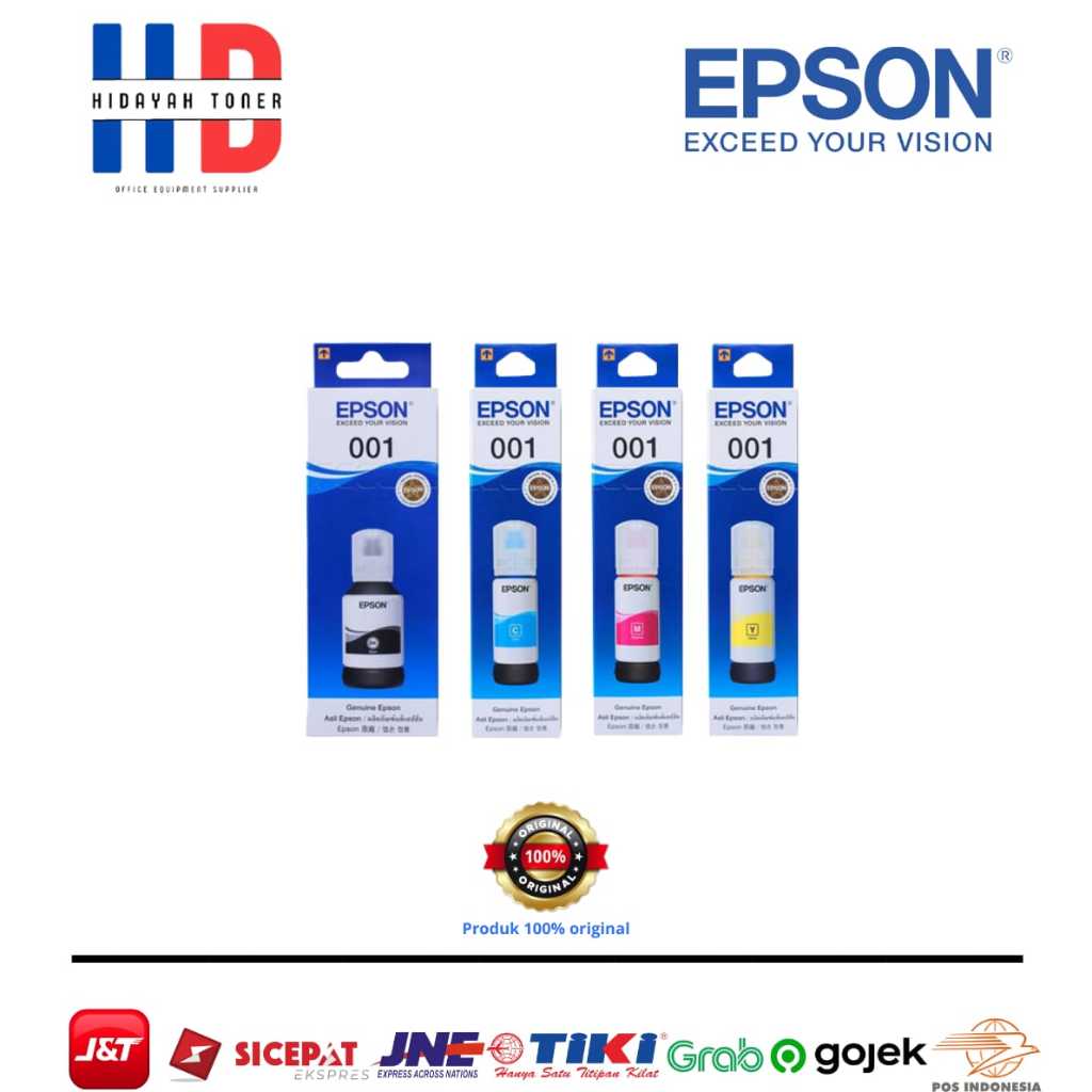 Jual Tinta epson 001 black cyan magenta yellow 1set original | Shopee ...