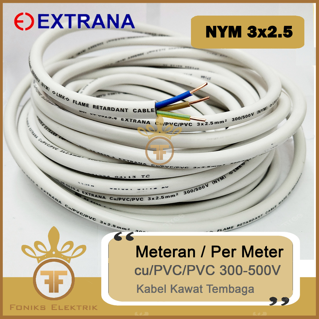 Jual Kabel Listrik EXTRANA NYM 3X2.5 3X2,5 Meteran Per Meter | Shopee ...