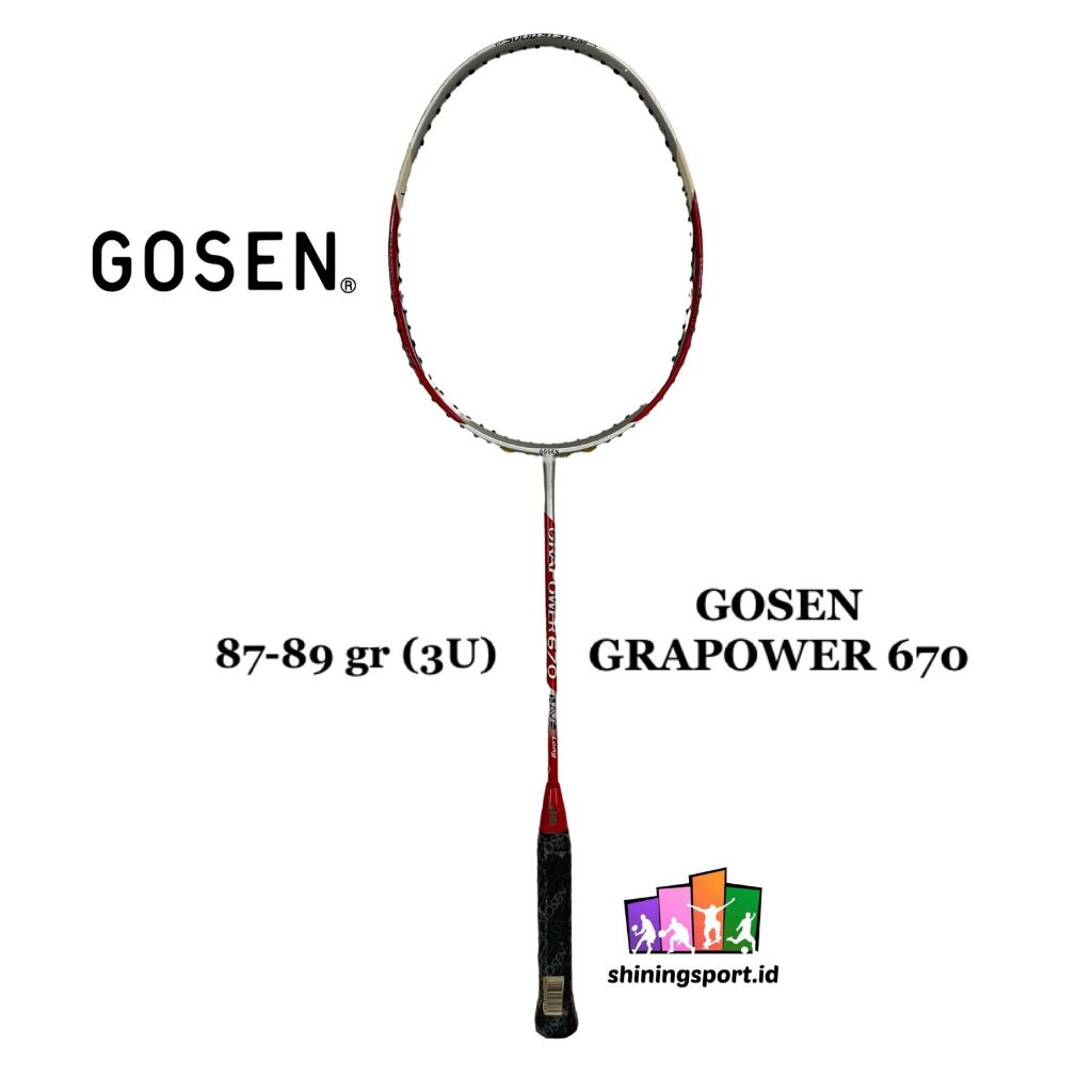 Jual Raket Badminton Gosen Grapower 670 (+ Free Kaos & Towel Grip 2 pcs ...