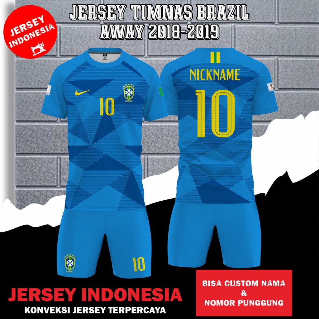 Jual JERSEY TIMNAS BRAZIL 2018-2019 PIALA DUNIA QATAR FREE CUSTOM NAMA ...