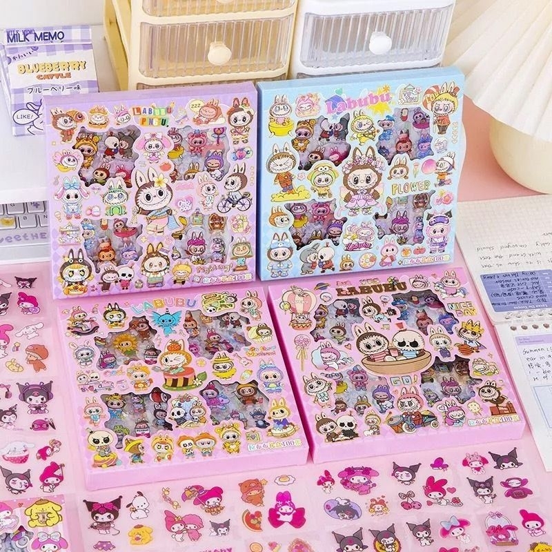 Jual Stiker Labubu isi 100pc /box sticker kartun labubu waterproof anti ...