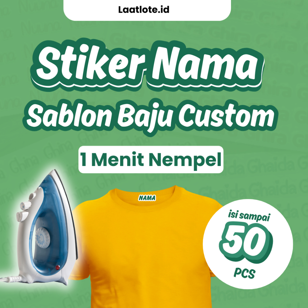Jual Stiker Label Nama Kain Baju Isi 50Pcs Kaos Sablon Setrika Sticker ...