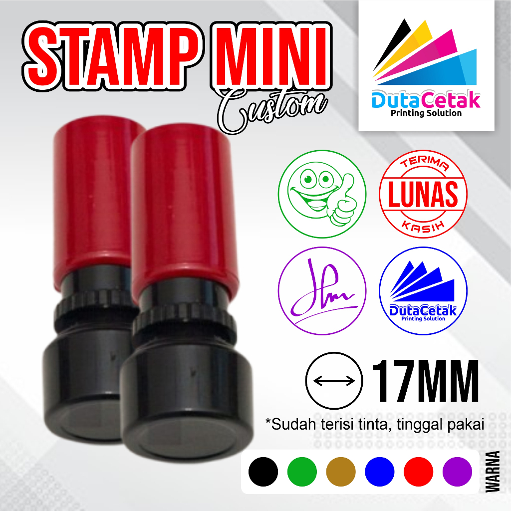 Jual Cetak Stampel / Stamp / Stempel Mini bulat ukuran 17mm Custom ...