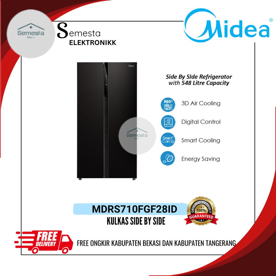 Jual Midea Kulkas MDRS710FGF28ID kulkas Side by Side/ 2 Pintu 548L ...