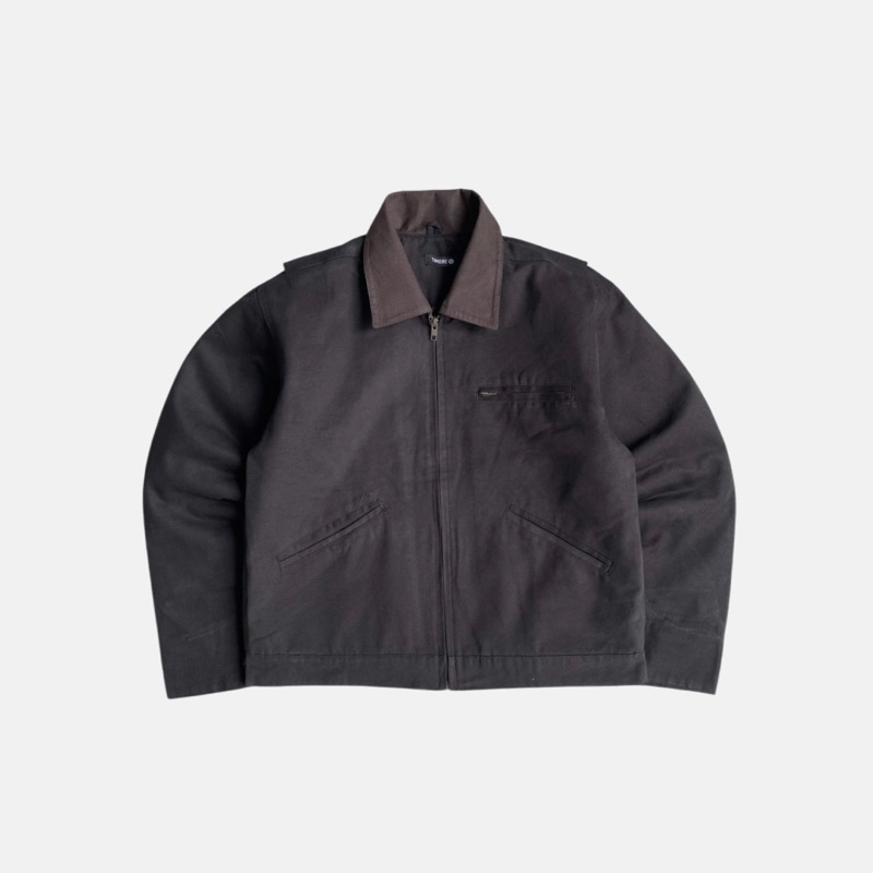 Jual Timbre Work Jacket Quilted Black Collar Brown | Shopee Indonesia