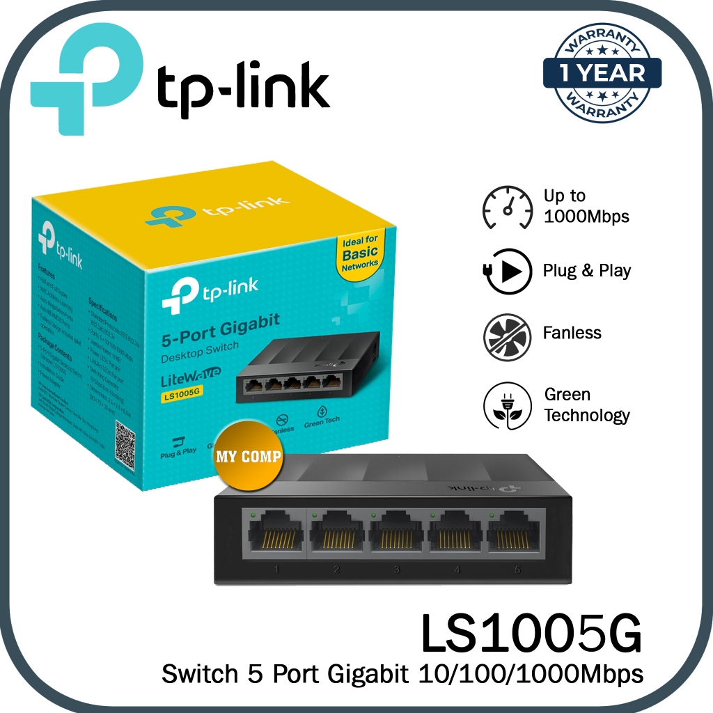 Jual TP-Link LS1005G Hub Switch 5 Port Gigabit 10/100/1000Mbps Desktop Switch Tplink | Shopee ...