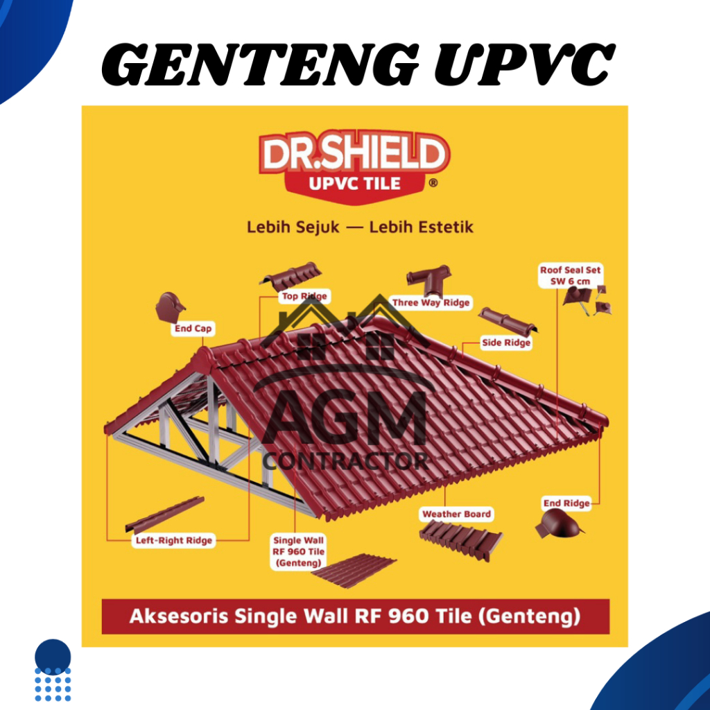 Jual GENTENG UPVC Dr. SHIELD/VARIAN SINGLE WALL RF 960 TILE/ATAP GENTENG-HITAM | Shopee Indonesia
