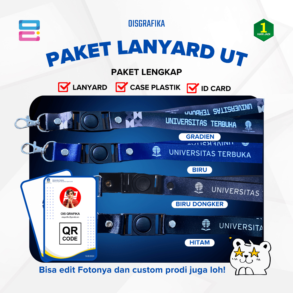 Jual Lanyard Universitas Terbuka Tali Kalung ID Card KTM UT - 1 SET ...