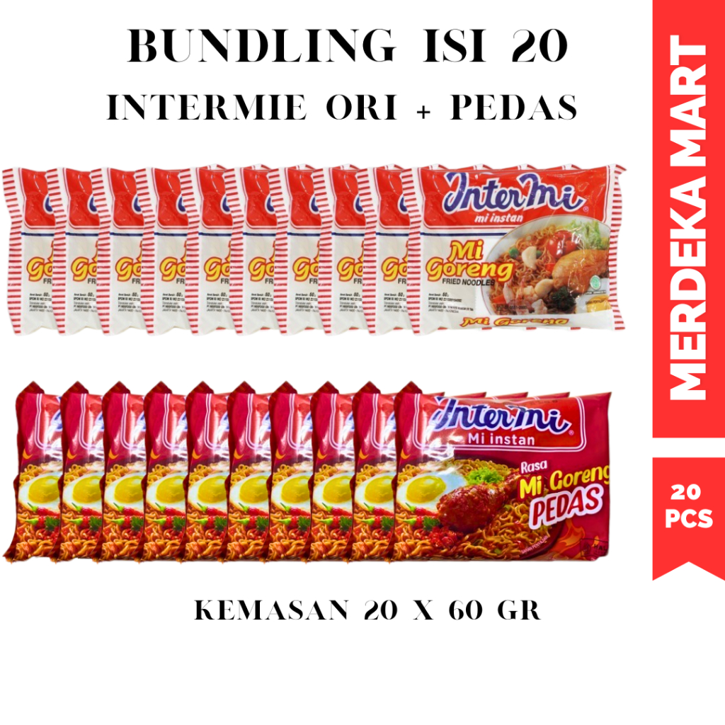 Jual (20 PCS) MIE INTERMIE DAN EKOMIE GORENG ORI PEDAS MIX | Shopee ...