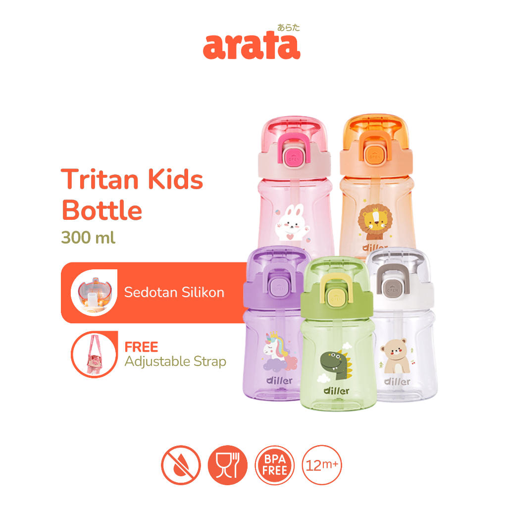 Jual ARATA Baby Kids Tritan Bottle Strap 300ml Botol Minum Tritan Anak ...