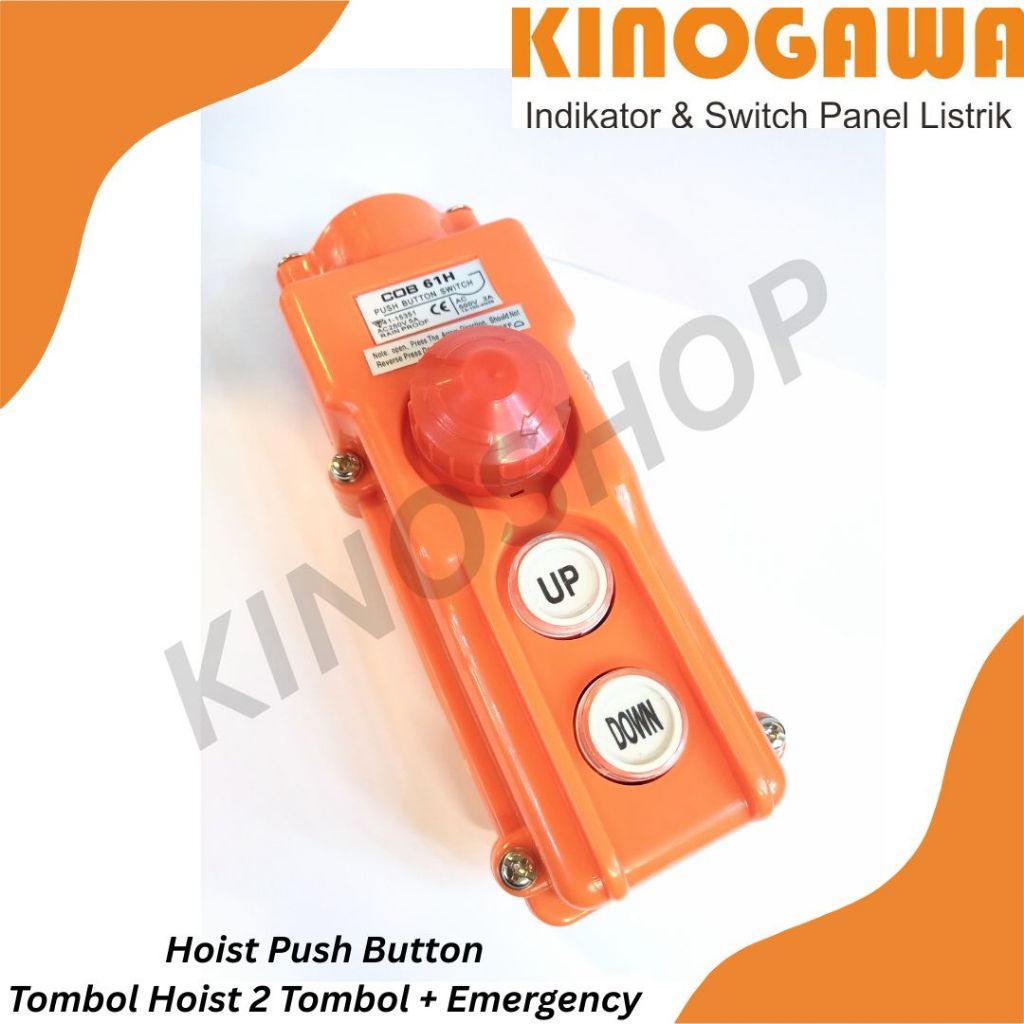Jual Tombol Hoist 2 Tombol + Emergency Stop Waterproof COB 61P - 61H ...