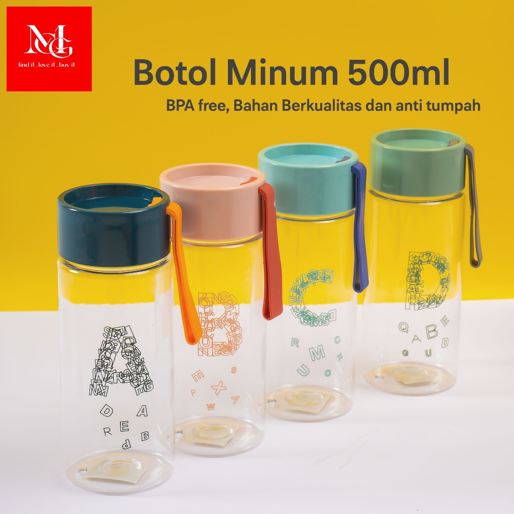 Jual Botol Alphabet Water Bottle 500 ML Botol Minum Bertali Abjad A B C Untuk Dewasa atau Anak ...
