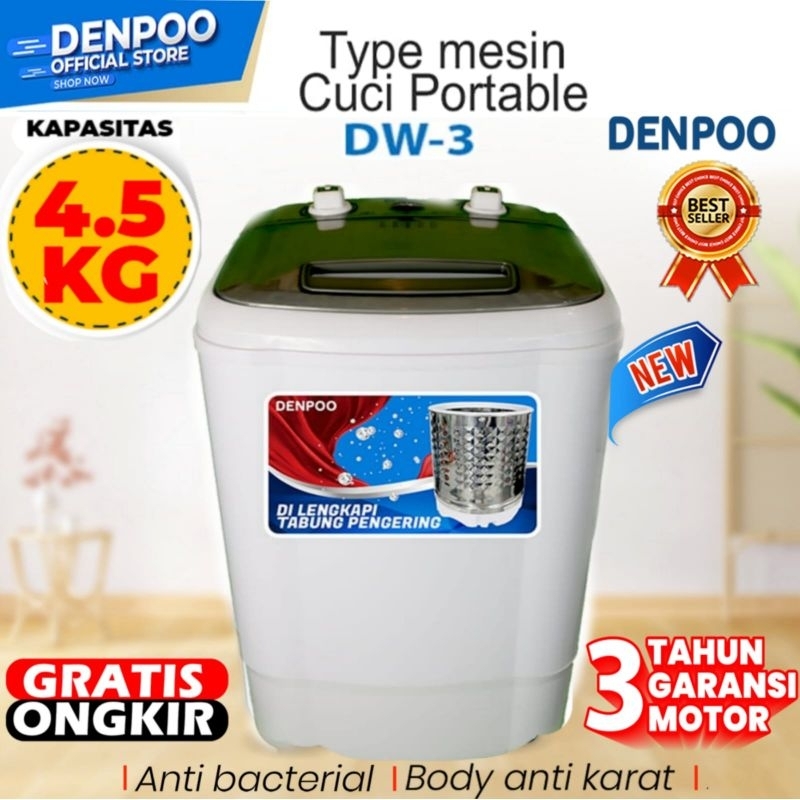 Jual Denpoo Mesin Cuci Mini Kapasitas 4,5 KG ( Pencuci & Pengering ) - DW3 DW5 | Shopee Indonesia