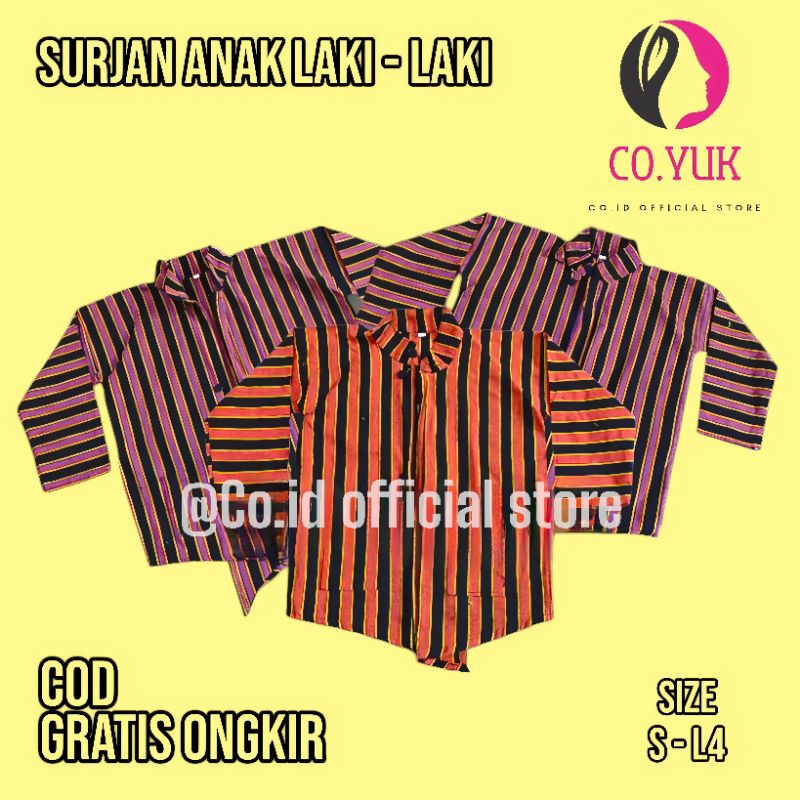 Jual [ CO.YUK ] Baju Surjan Kutubaru Kebaya Lurik Anak Pria Wanita Laki Perempuan Size S, M, L ...