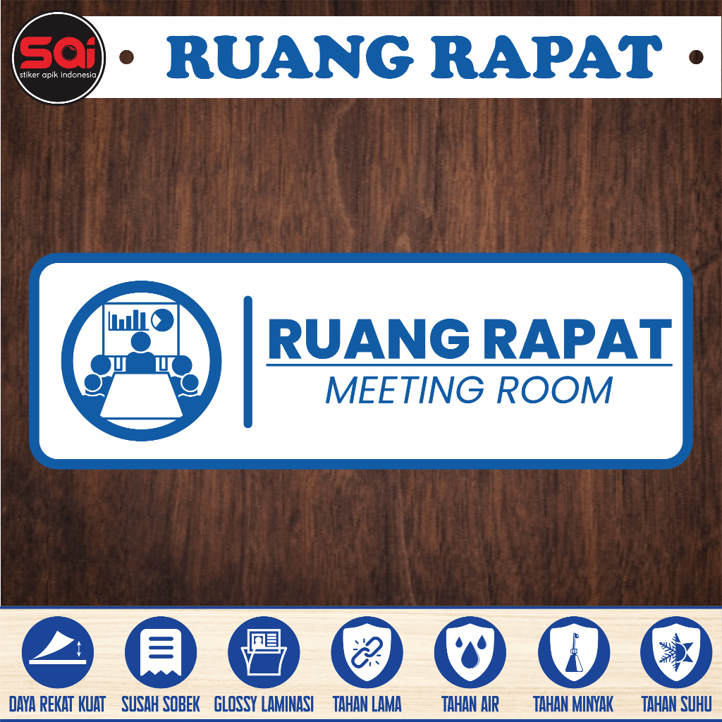 Jual Stiker vinyl anti air RUANG RUANGAN RAPAT laminasi glossy | Shopee ...