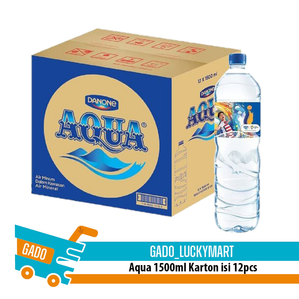 Jual Aqua 1500ml 1 dus karton/ Aqua botol besar/ air mineral 1500ml ...