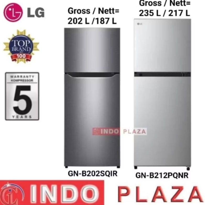 Jual KULKAS LG 2 PINTU GN-B202SQIR 187 Liter / GN-B212PQNR 217 Liter | Shopee Indonesia